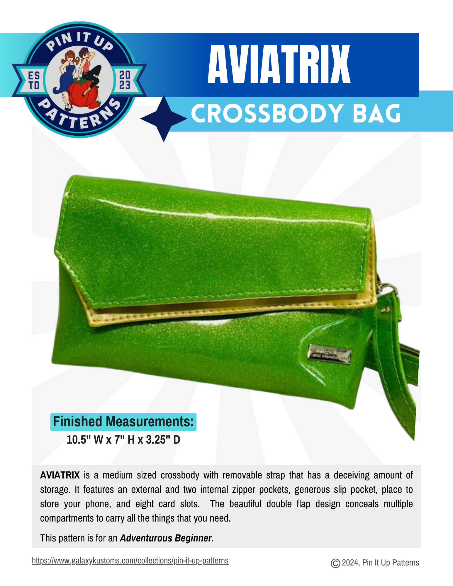Pin It Up Patterns: Aviatrix Crossbody Bag - PDF Sewing Pattern ...