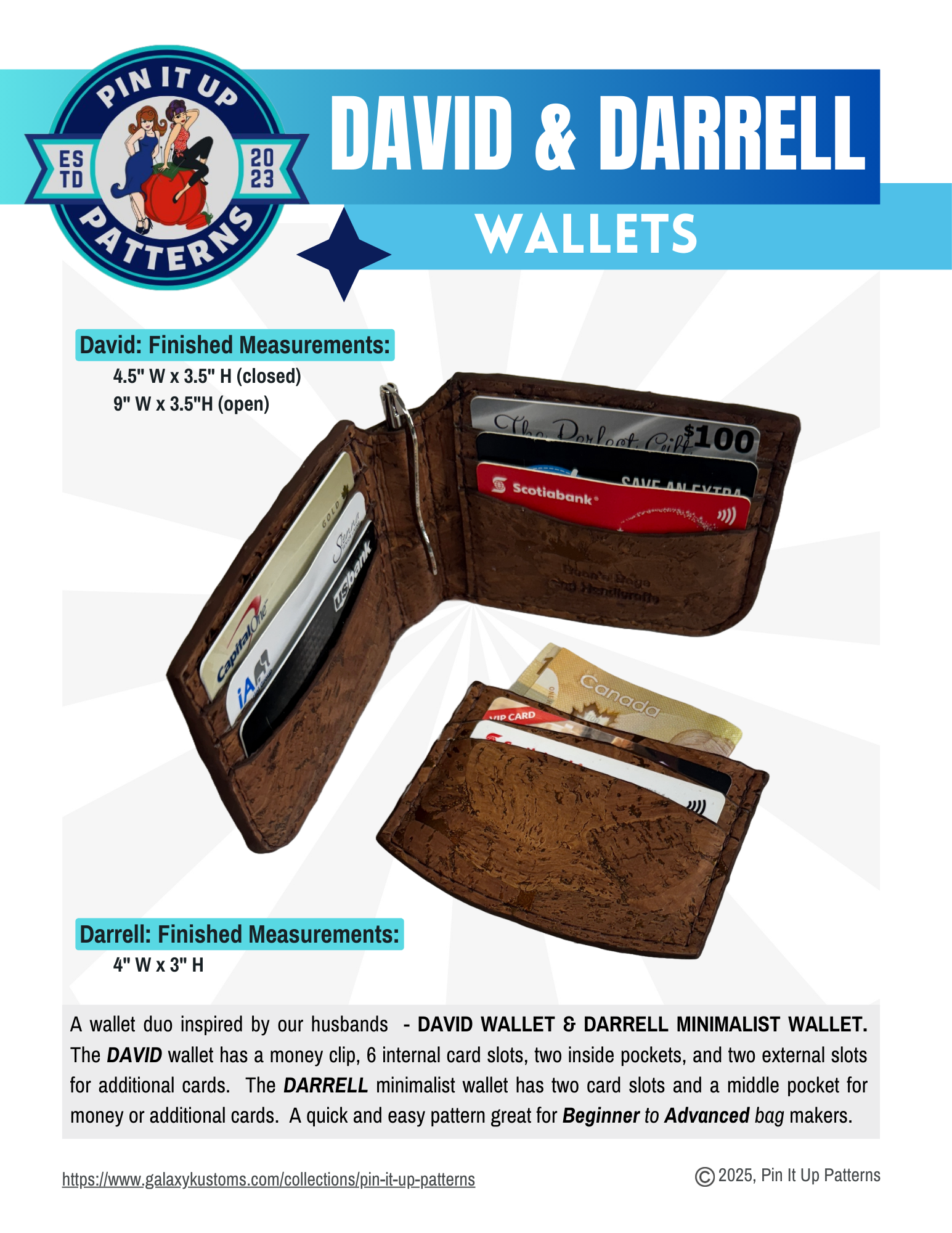 Pin It Up Patterns: David Wallet & Darrell Minimalist Wallet - PDF Sew ...